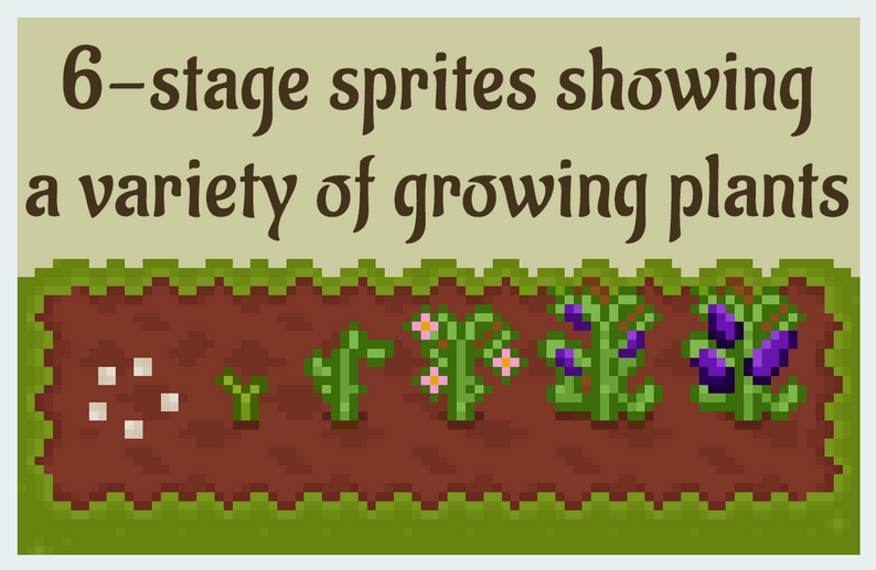 Pixel Farm Crop Pack 16x16 - 32 plants set by PixelMoth