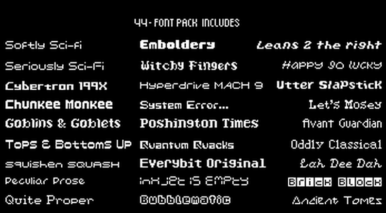 44 Game Boy Font Pack (GB Studio Ready) by 2bitcrook
