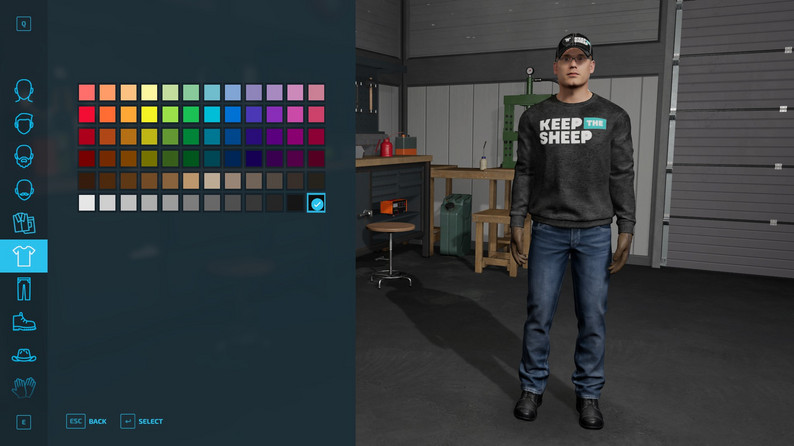 FS22 Wardrobe Plus Addon - #KeeptheSheep Merch by TJM (Blackswan-modding)