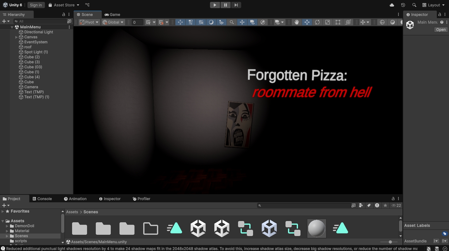 Unity Horror Game Template by Nightmare Gamez
