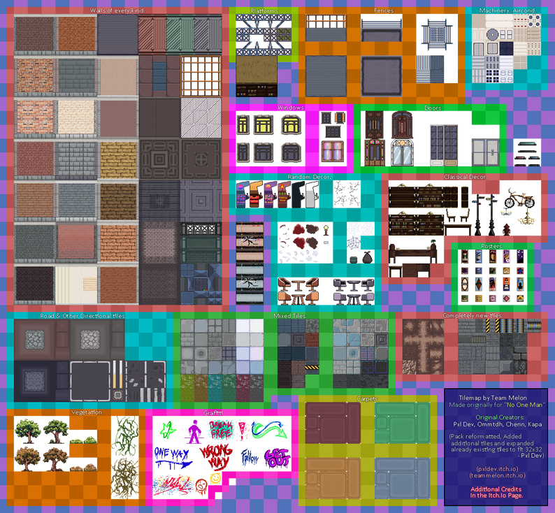 Big 32x32 Tileset - A Repackaged Asset Pack by PxlDev, Team Melon