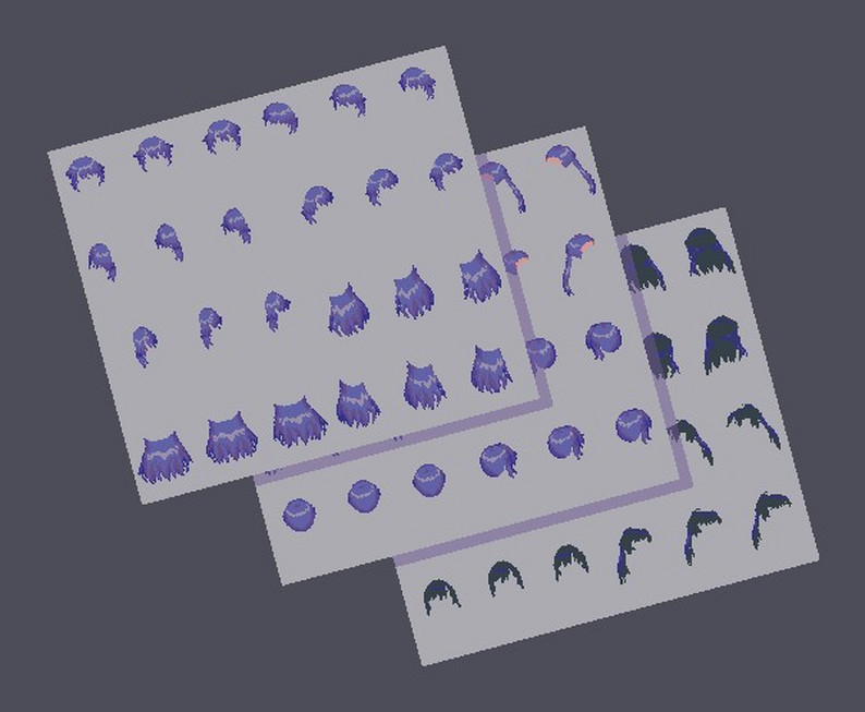 8-dir Characters Sprites 10 Hairstyle 64x48 by buchidot