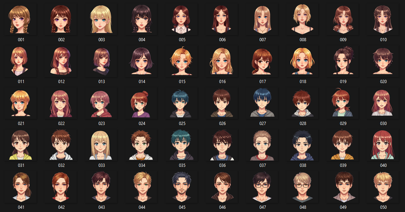 100 Visual Novel Portraits by gurigraphics