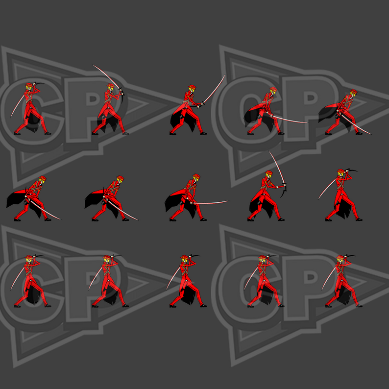 Red Swordman 2D Sprite by cascadeplay