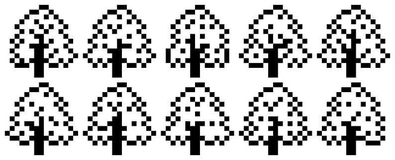 16x16 1-bit Trees by bigindie