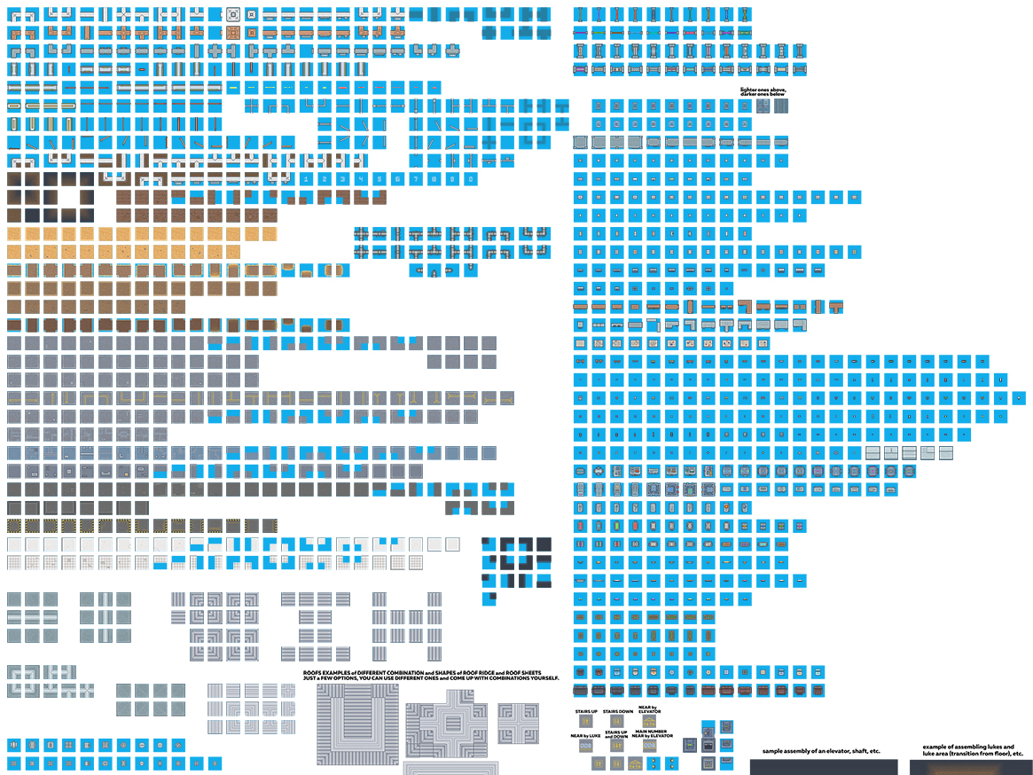 SCI-FI TOP VIEW (modern+) 1300+ tileset (32x32px) by TriariusKonstantinus
