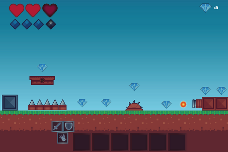 Pixel Platformer Essentials: UI, Obstacles & Props Pack by Dorado