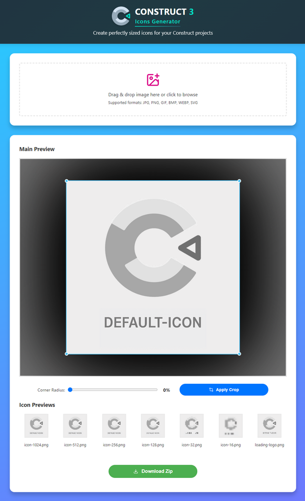 Free Construct 3 Icons Generator by GmsDev