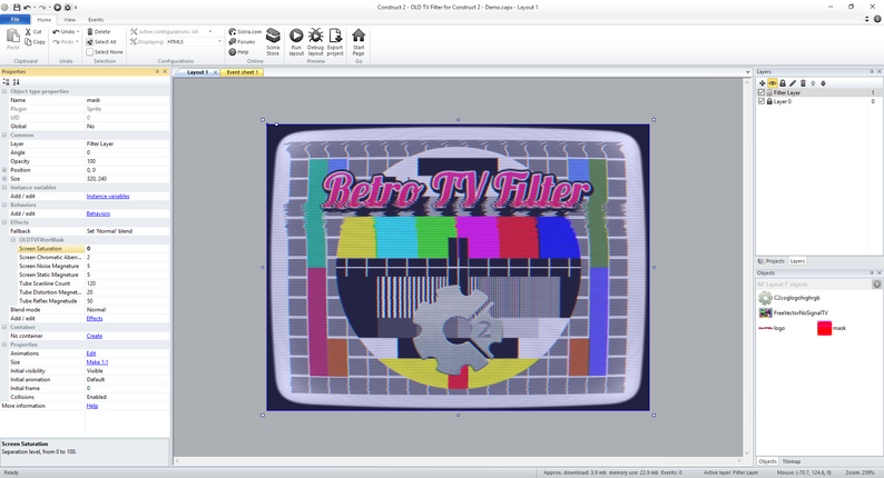 OLD TV Filter for Construct2 by Vortex Game Studios