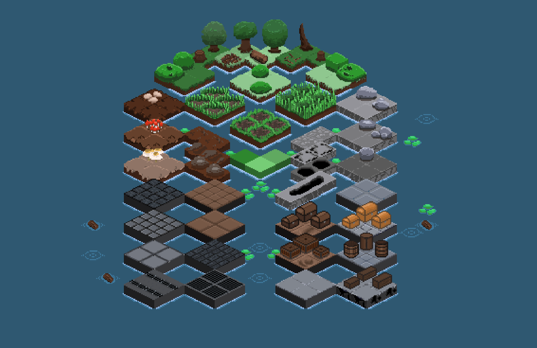 32x32 Isometric Asset Pack and Animated Character by Kyle_D