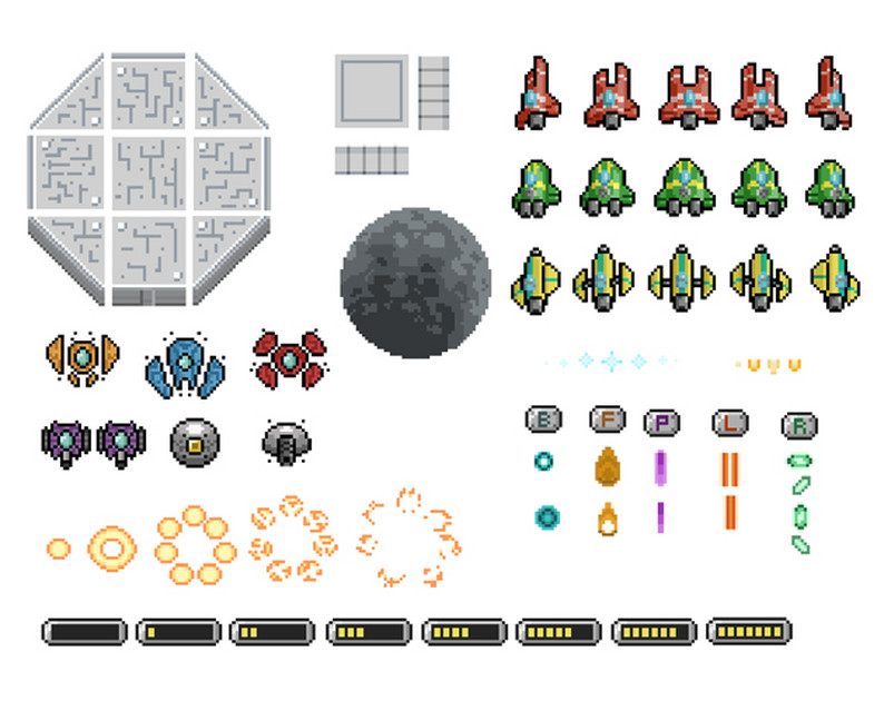 Retro Pixel Art Space Shooter Kit by Joyofgaming