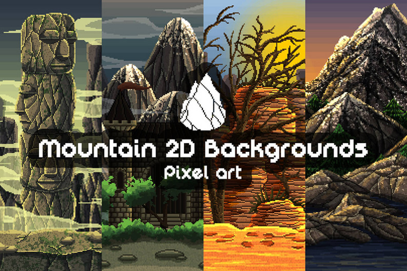 Mountain Pixel Art Backgrounds by Free Game Assets (GUI, Sprite, Tilesets)