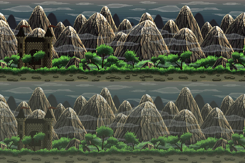 Mountain Pixel Art Backgrounds by Free Game Assets (GUI, Sprite, Tilesets)