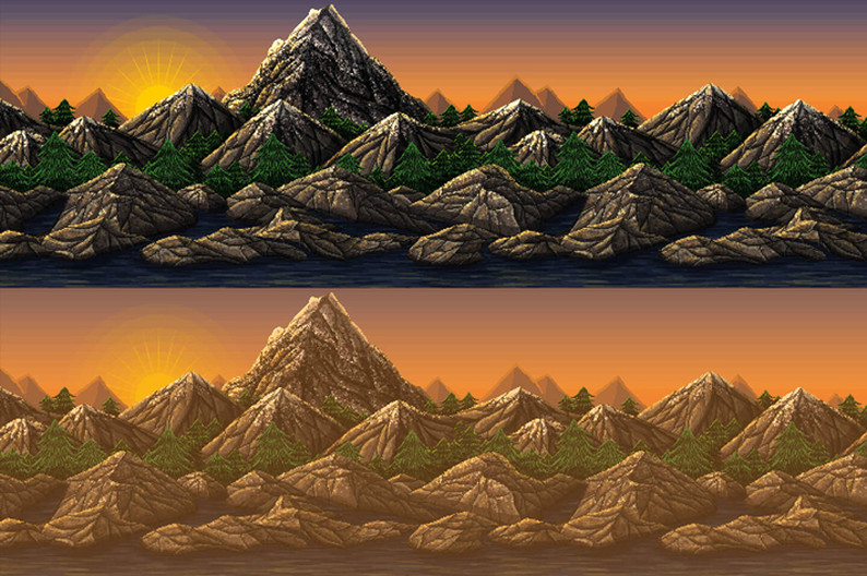 Mountain Pixel Art Backgrounds by Free Game Assets (GUI, Sprite, Tilesets)