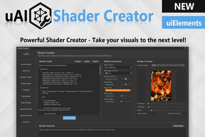 Unity uAI - Pro Creator (Code, 3D, Sound, Shaders, Images and more) by AssetRealm