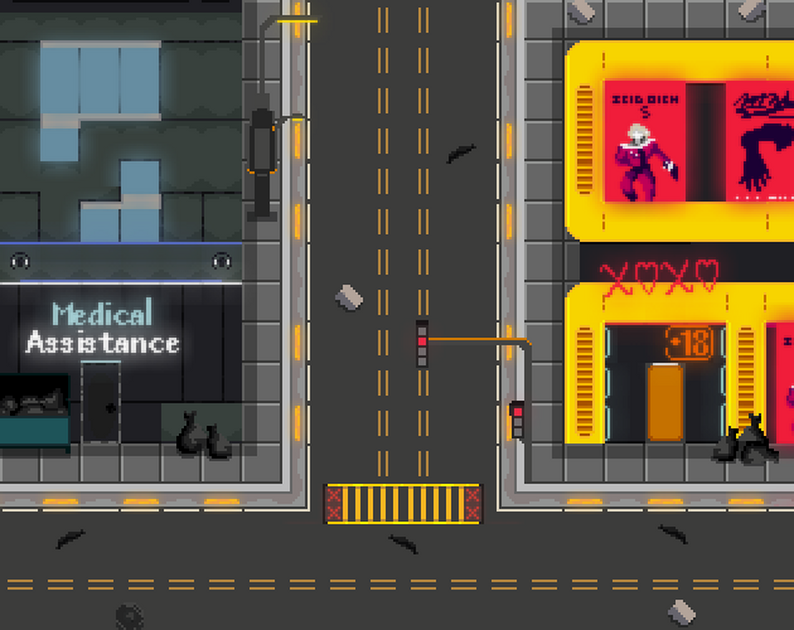 Neon Streets: 16x16 Cyberpunk City Pixel Tileset by Josee