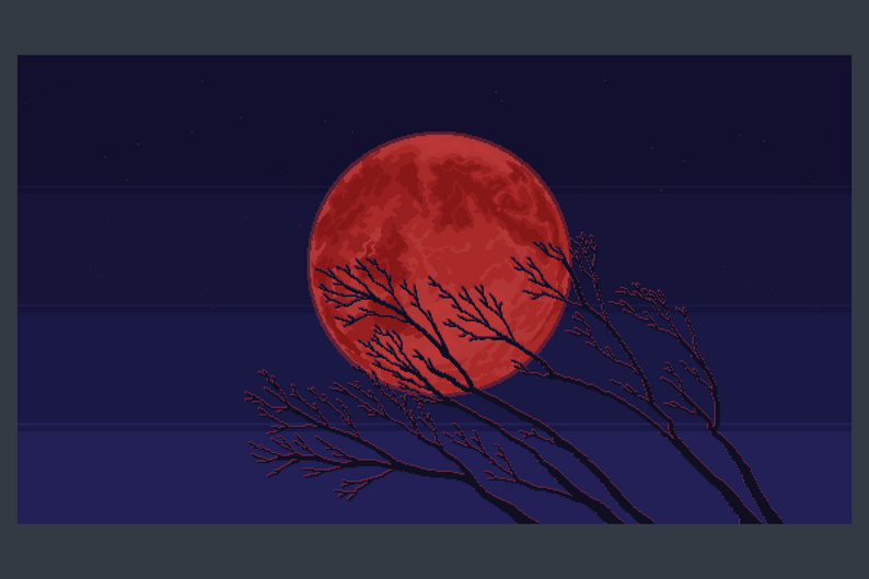 Free Big Moon Pixel Art Backgrounds by Free Game Assets (GUI, Sprite ...