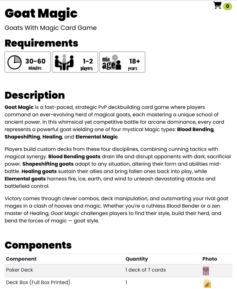 Goat Magic: The Card Game (Print & Play Version) by Semi-Dead Studios