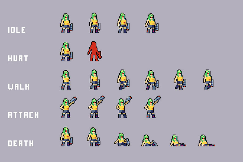 Cyberpunk Enemies Asset Pixel Pack for Beach Location by Free Game ...