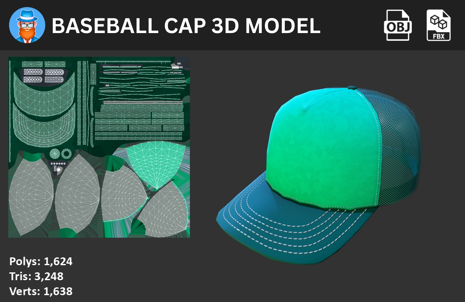 Baseball Cap 3D Model by Ahmad Merheb