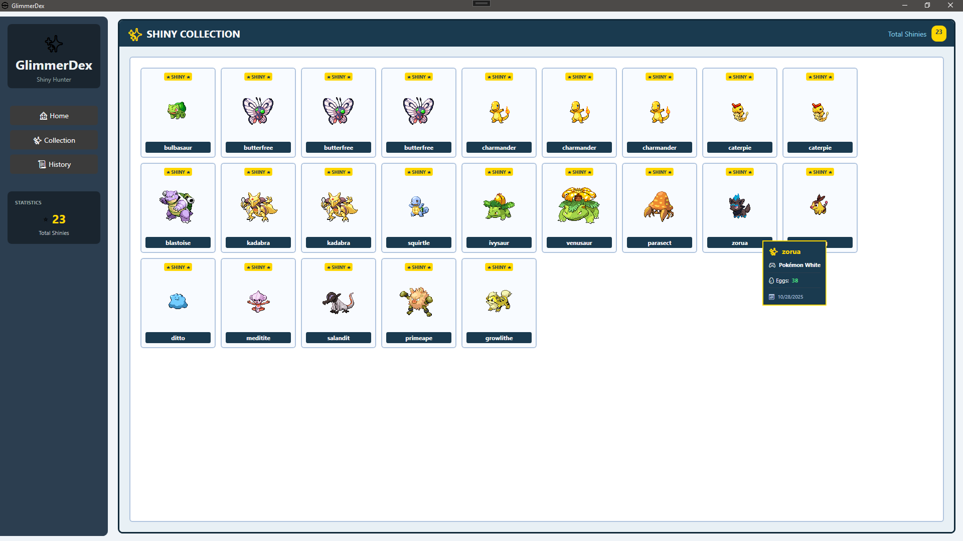 Pokemon Shiny Hunting Tracker - GlimmerDex by Peavee