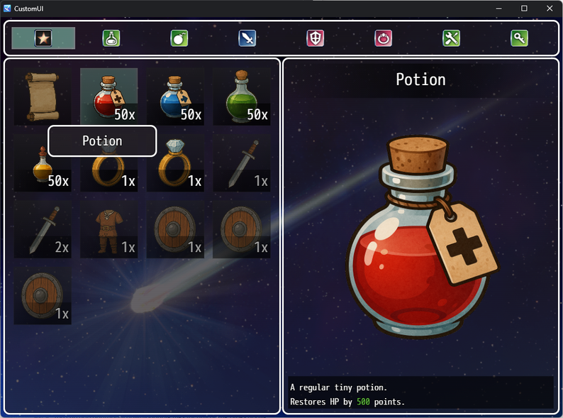 [RPG Maker] WYSIWYG UI Editor - Item Menu by Aerosys