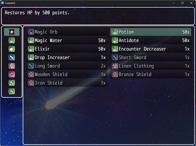[RPG Maker] WYSIWYG UI Editor - Item Menu by Aerosys