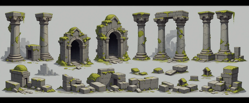 Ancient Magic Ruins & Pillars by Percyes