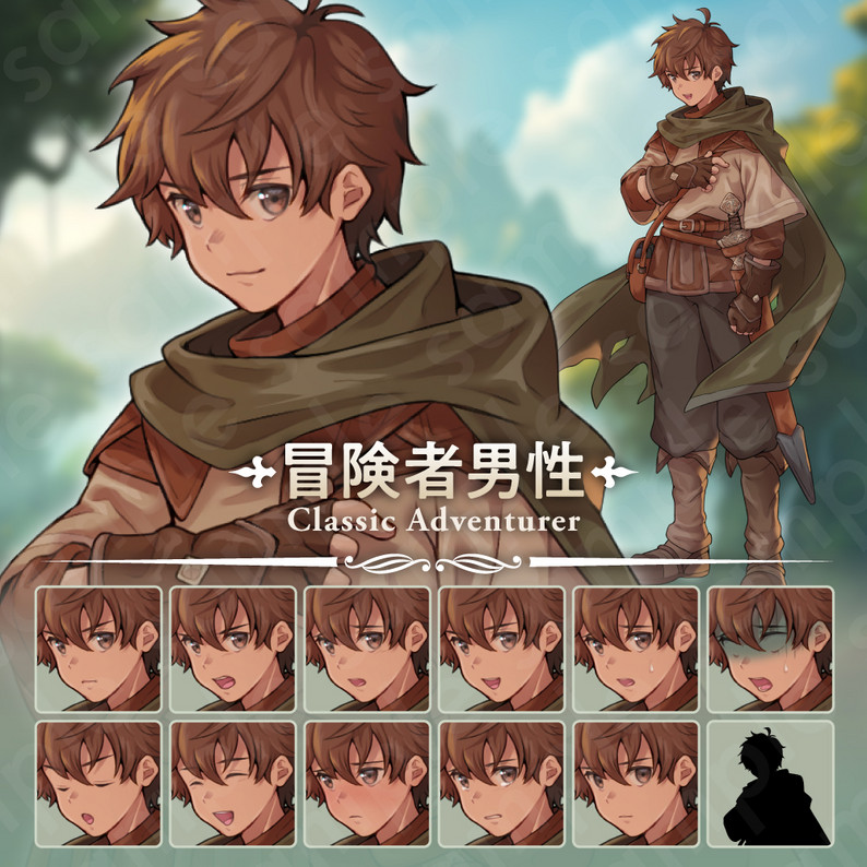 [Fantasy Character Sprite] Classic Young Adventurer – Brown Hair, Green ...