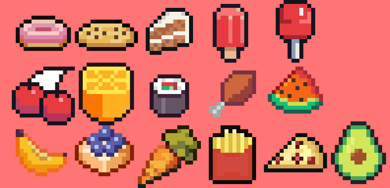 32 16x16 food sprites by Mohammed