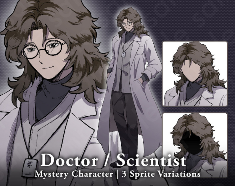 【Character Sprite】Male Doctor / Scientist – Brown-Haired Mystery ...