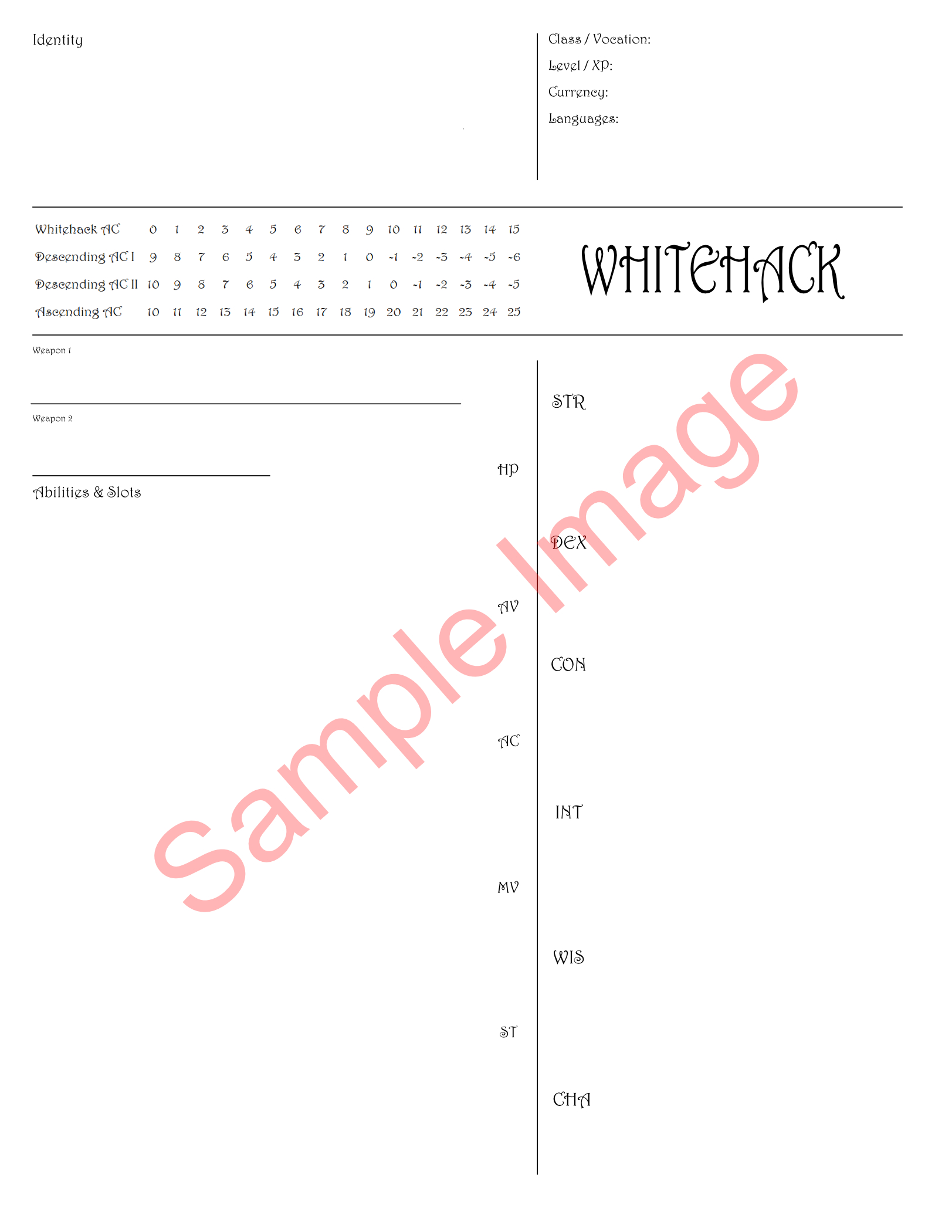 Release - (Fan made) Whitehack Character Sheet by Ancient Shell