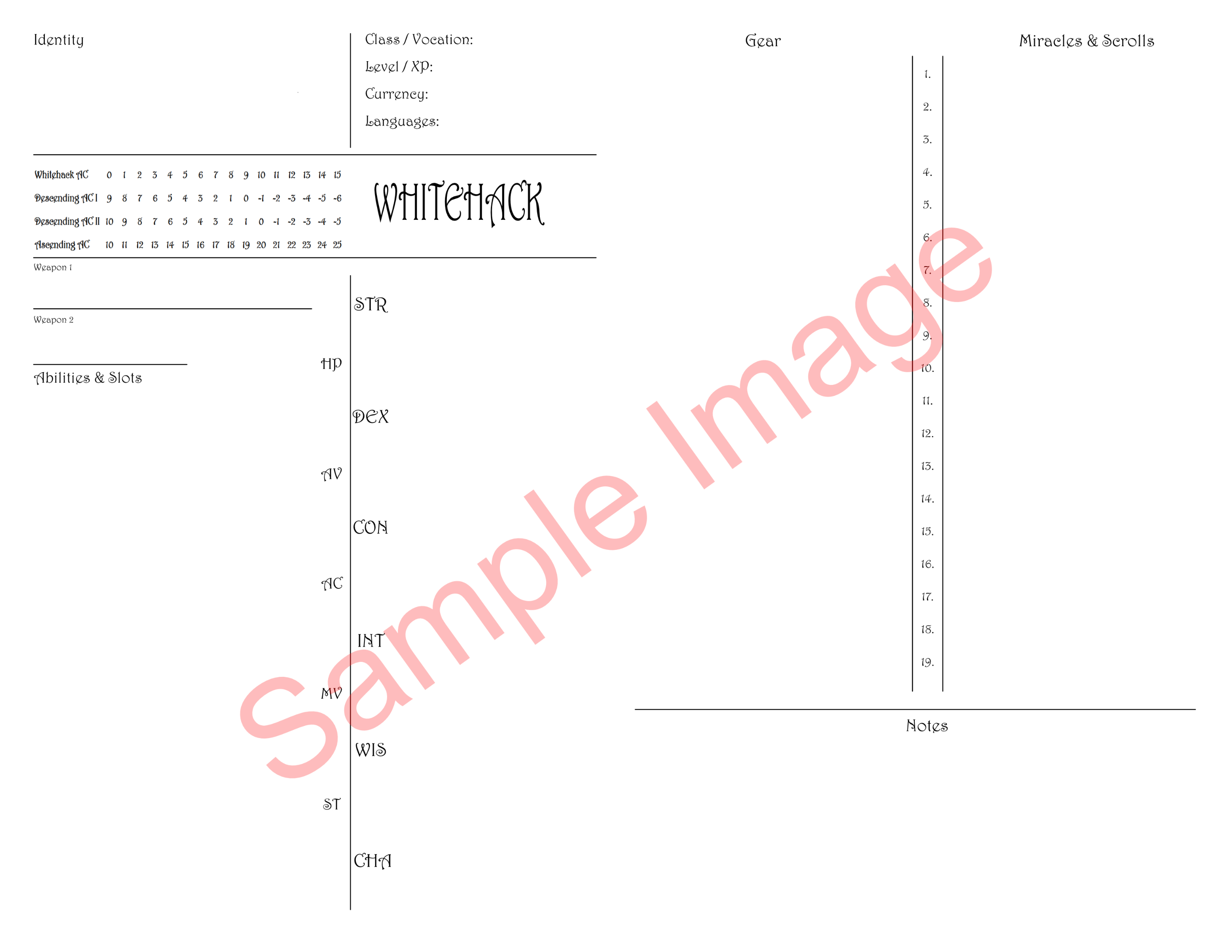 Release - (Fan made) Whitehack Character Sheet by Ancient Shell