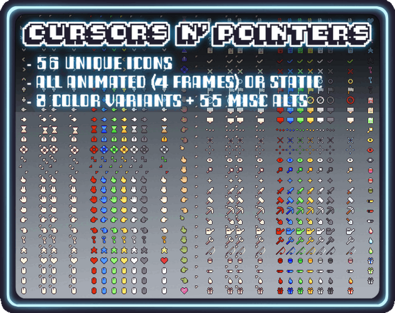 Pixelart Cursors N' Pointers Asset Pack by VoodooMoose