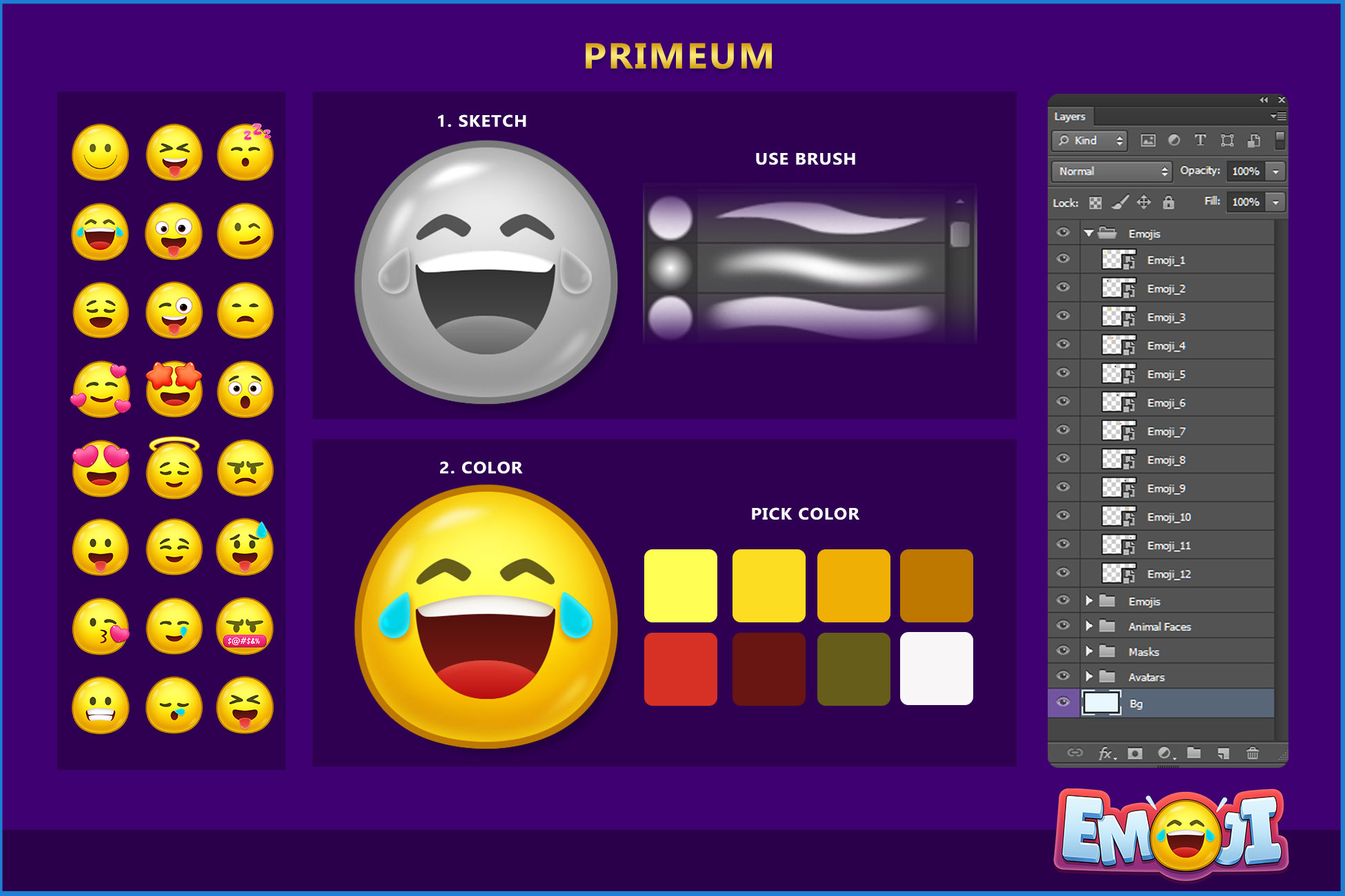 2D Premium Emojis Pack by Coco Games Studio