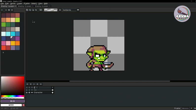 Aseprite Script - Flip Horizontal in All Files by Azuna Pixels