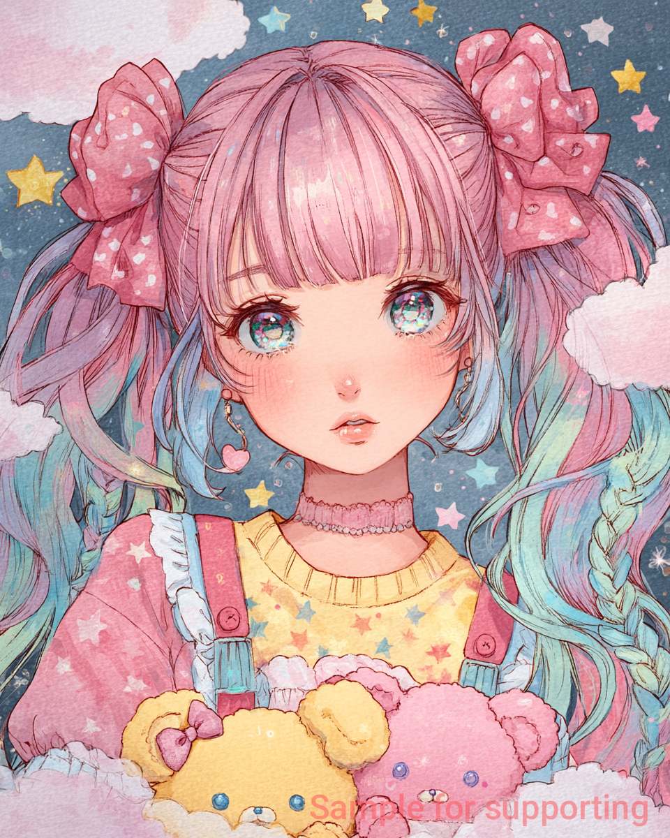 Kawaii Pastel Anime Avatar Pack – Hand-drawn Japanese Cute Girl ...