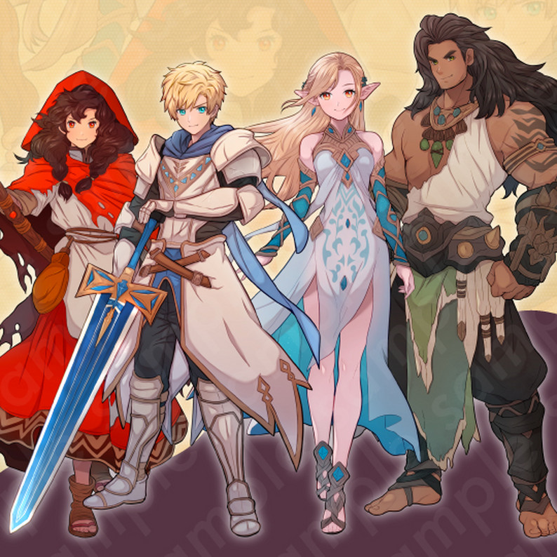 [Fantasy Character Sprite Set] Mage, Knight, Elf Princess, Beastmaster ...