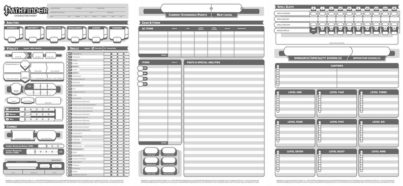 Pathfinder 1e Revamped Character Sheet by fluctuating