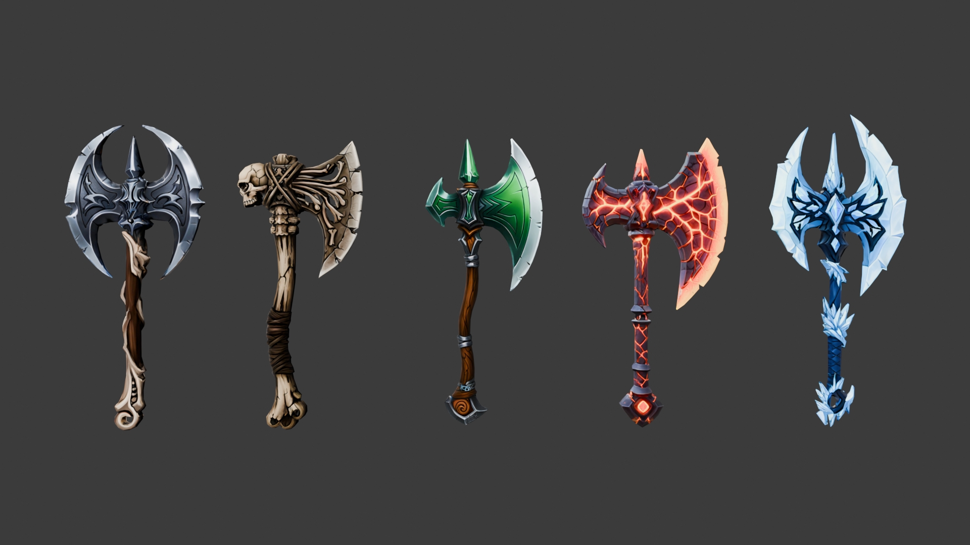 10 RPG Axe Models Pack - Fantasy Battle Axes 3D Asset Set by Normal Craft