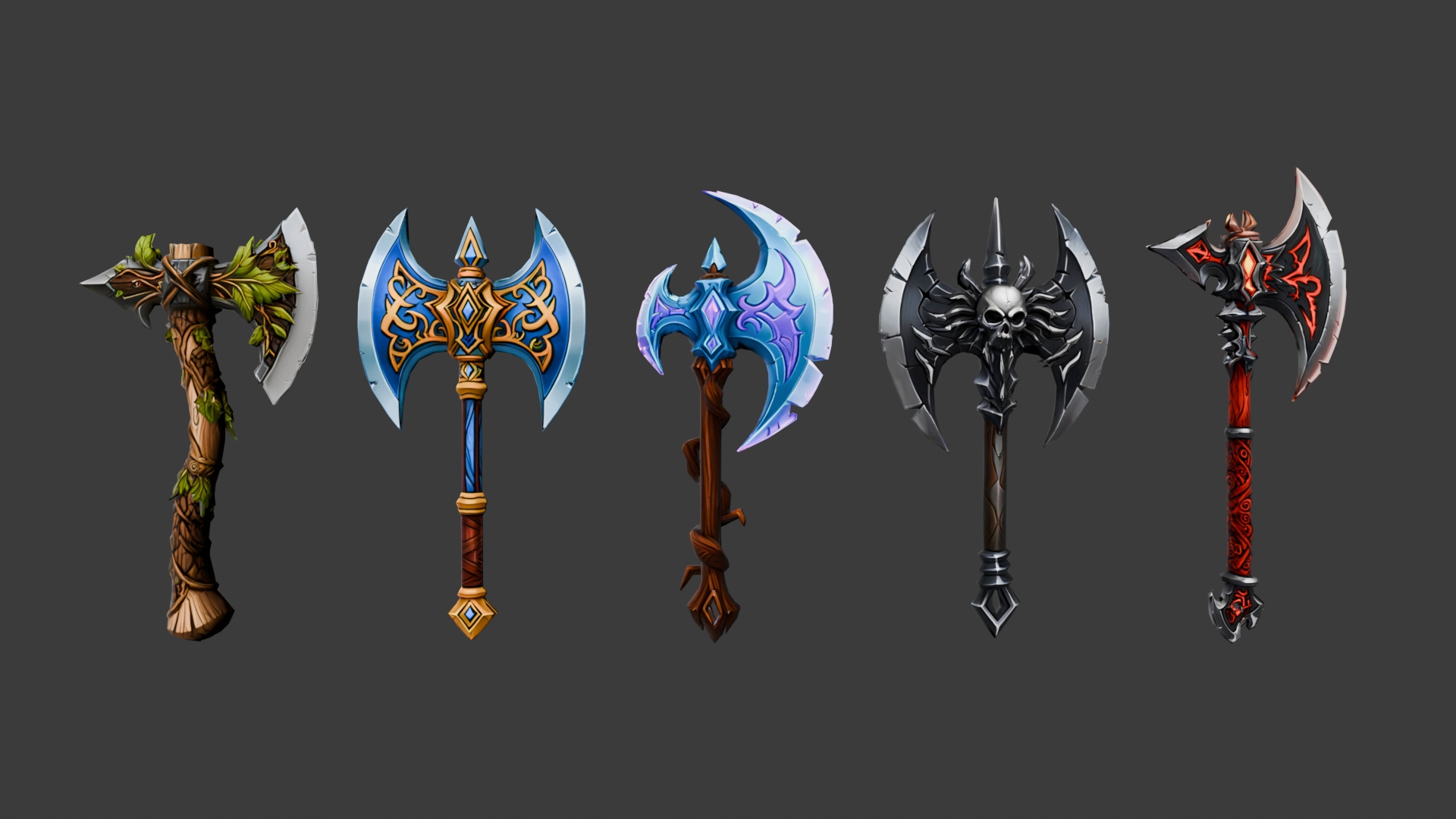 10 RPG Axe Models Pack - Fantasy Battle Axes 3D Asset Set by Normal Craft