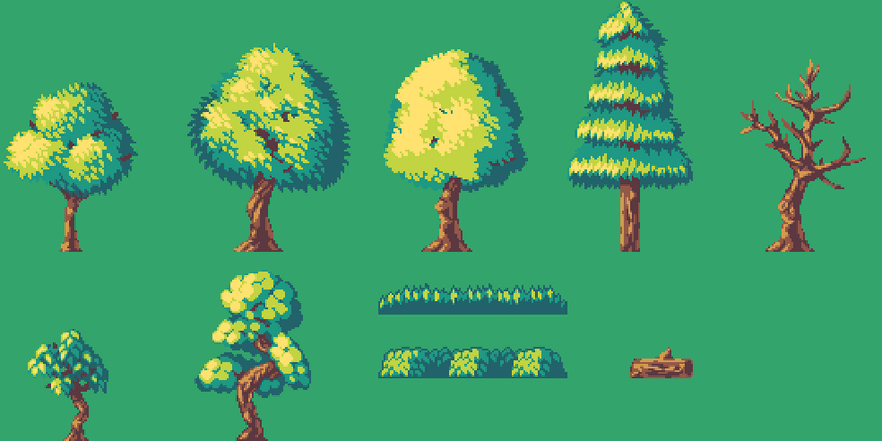 Pixel Tree Set by Jestan