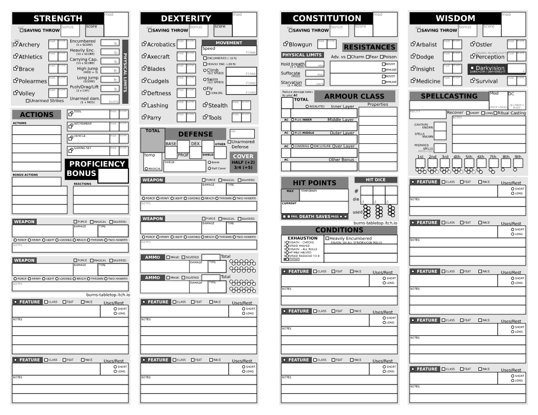 Character sheet included! - Layered Armour: HeartBreaker by burns_tabletop