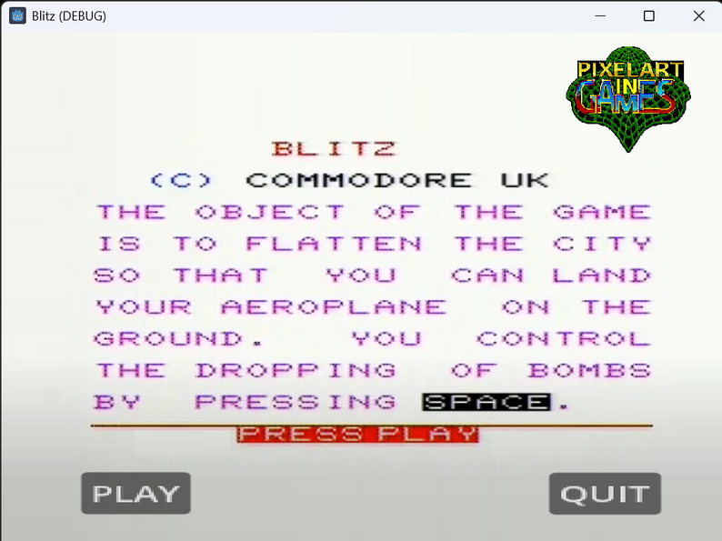 BLITZ Vic20 Clone by PixelArtInGames