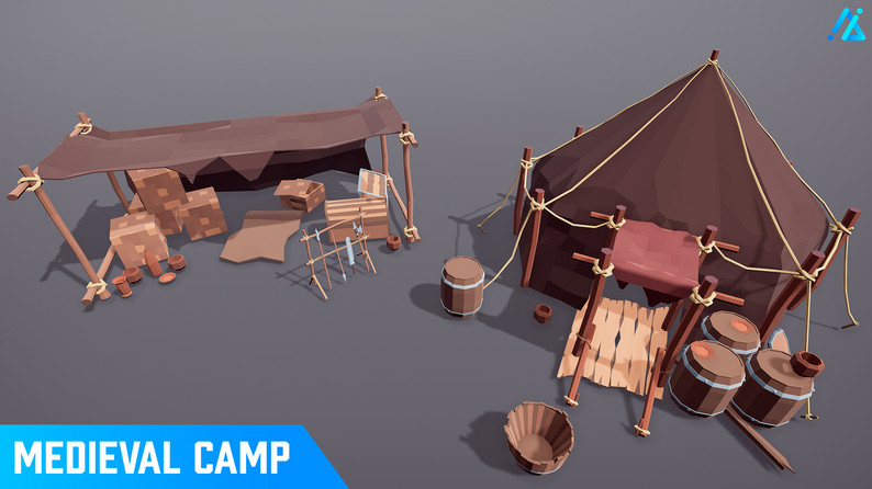 POLY - Medieval Camp (Unity, Unreal, Godot, Blender) by Animpic Studio
