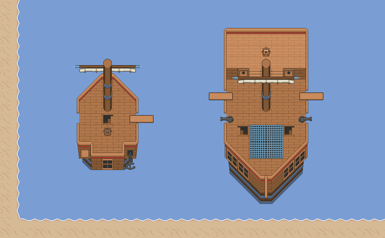 2D Pixel Art Ship Tileset by Elthen's Pixel Art Shop