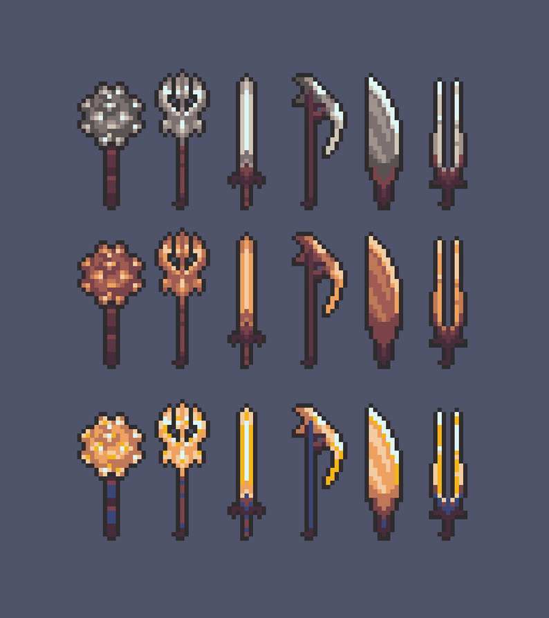 Pixel Art Weapons 100+ by SofuAssets