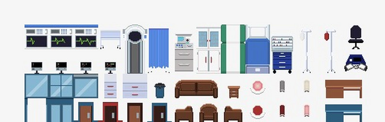 Pixel Hospital Tileset – Modern Medical Pixel Art (32x32) by JackBurton84