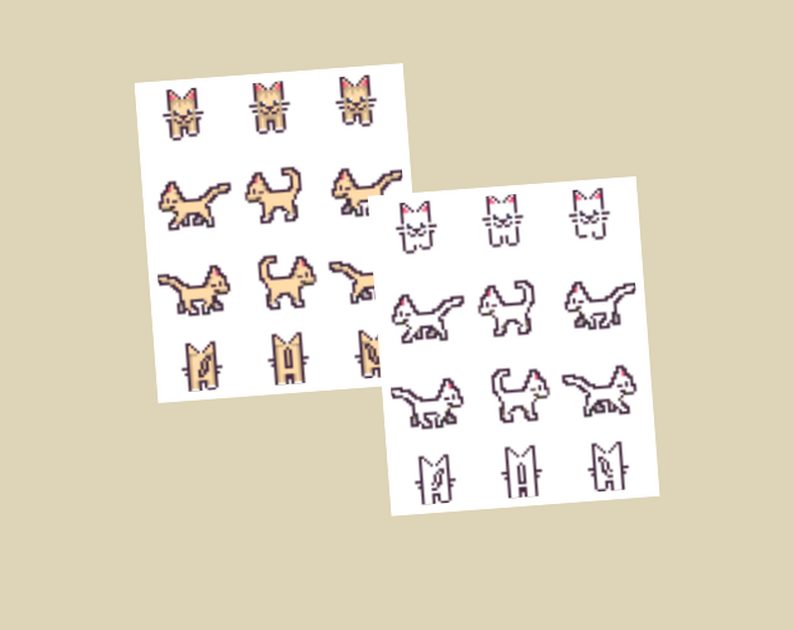 Animated Pixel Cats – 5 Unique 32x32 Sprites with 4-Direction Walk ...