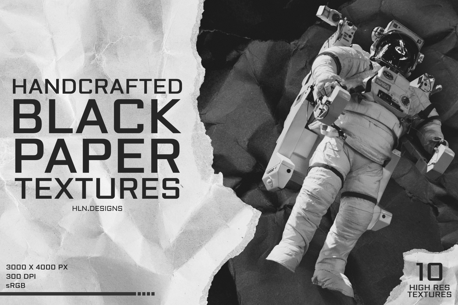 Handcrafted High Res Black Paper Textures by HLN.DESIGNS